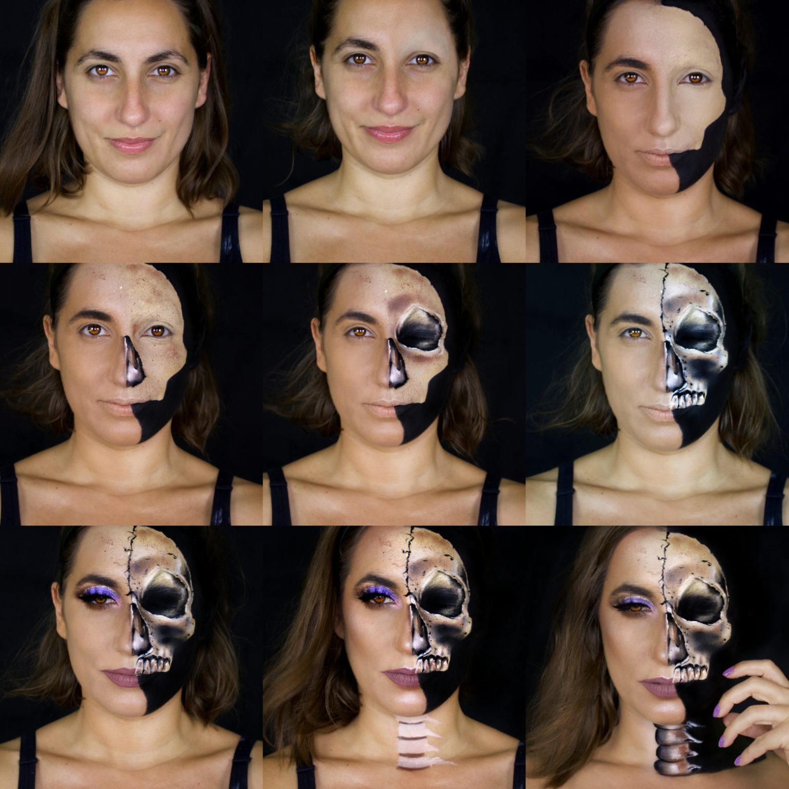 Half Skull Face Makeup - Sarah Magic Makeup